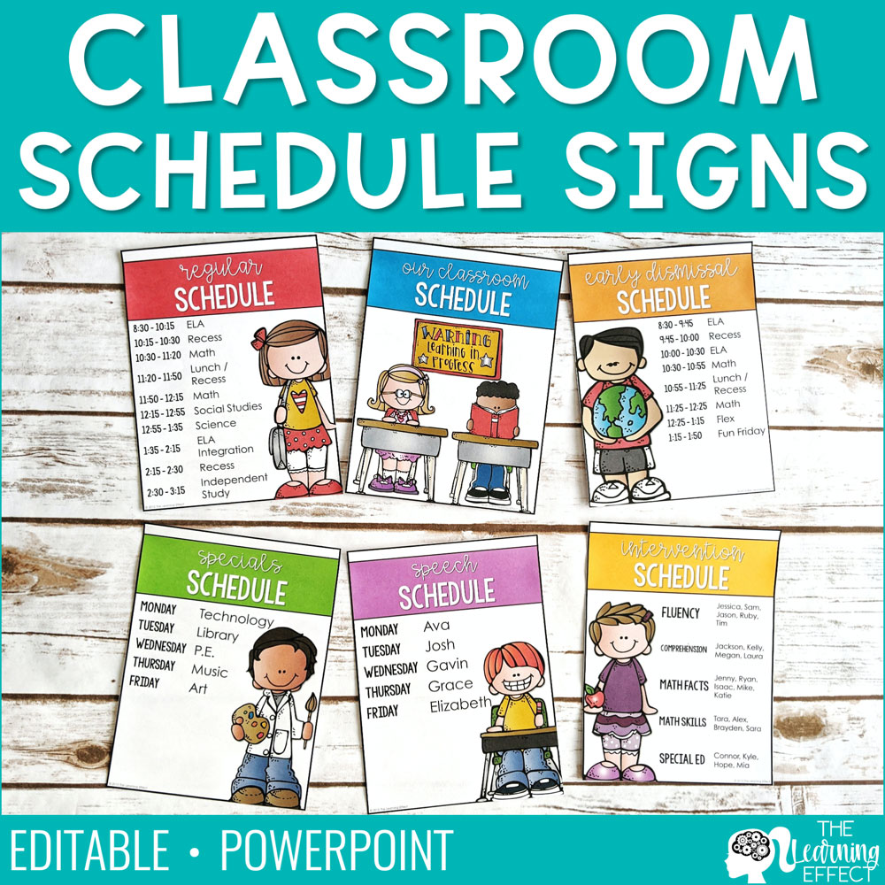 Using Daily Classroom Schedule Signs in Upper Elementary