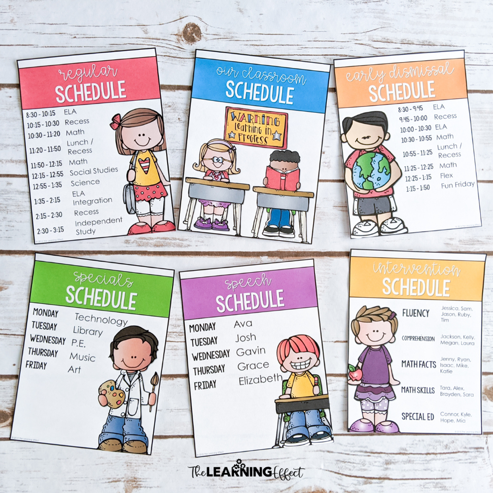 Using Daily Classroom Schedule Signs in Upper Elementary