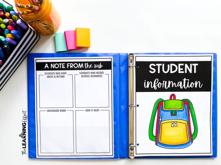 Put Together a Substitute Binder and Save Yourself Time Later