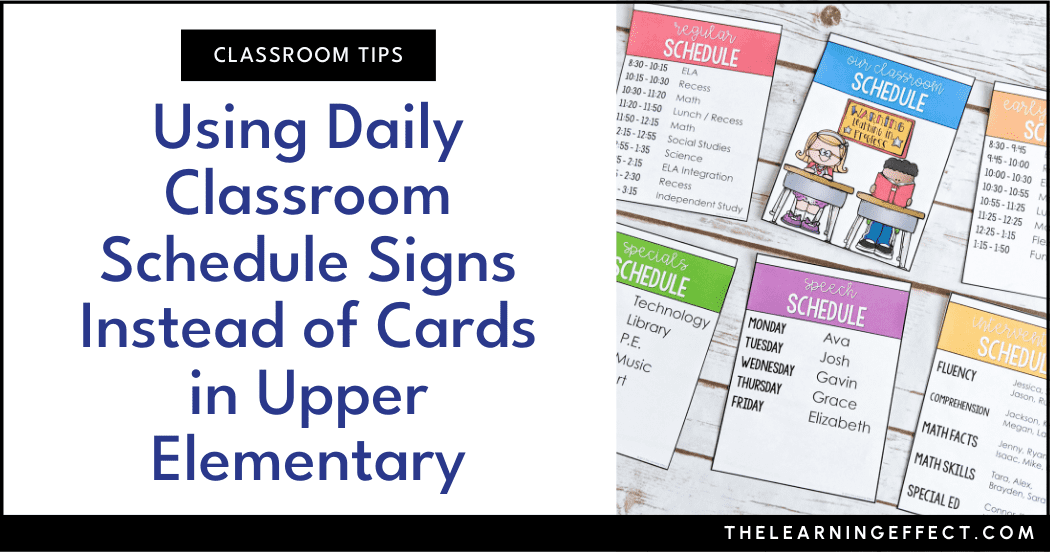 Using Daily Classroom Schedule Signs in Upper Elementary