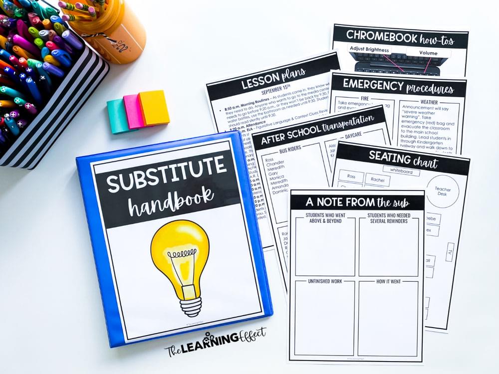 Put Together a Substitute Binder and Save Yourself Time Later