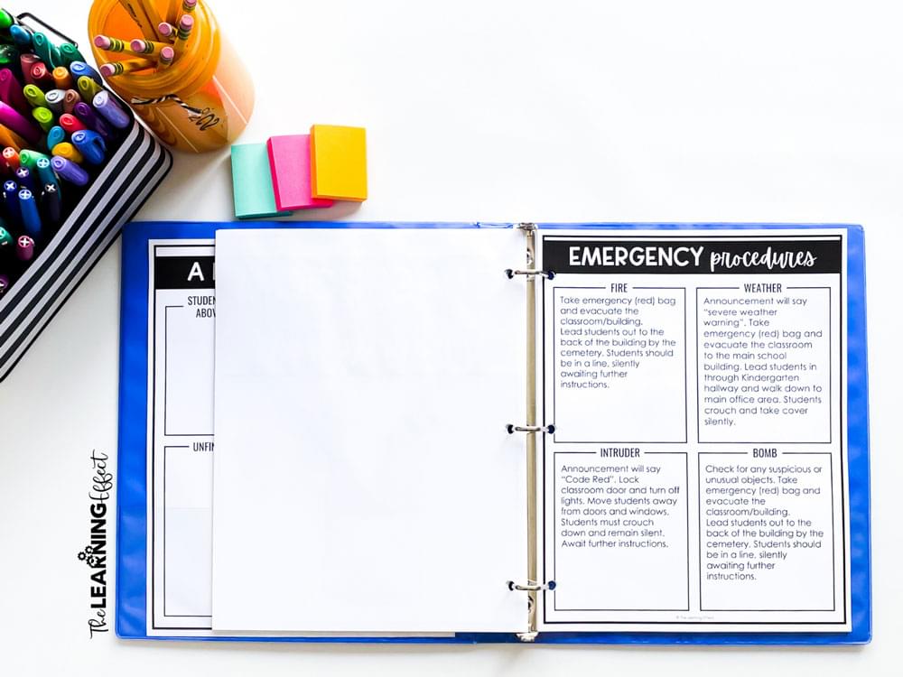 Put Together a Substitute Binder and Save Yourself Time Later